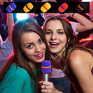 Facmogu 10 Pack Colorful Foam Mic Cover Handheld Microphone Windscreen, Foam Mic Windscreen with Color Ring for Mic Noise Reduction, Sponge Foam Cover Shield Protection for Most Standard Mic (5 Color)