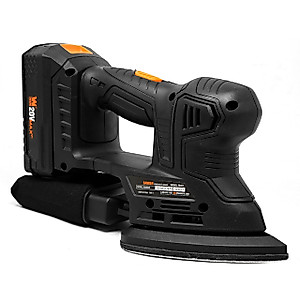 WEN Cordless Palm Sander with 20V Max 2.0 Ah Lithium-Ion Battery and Charger (20401) Black