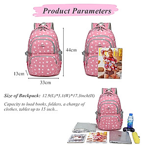 3Pcs Dog-Paw Prints Backpack and Lunch-Bag Set for Girls Middle School-Bag Elementary Bookbag Casual Daypack