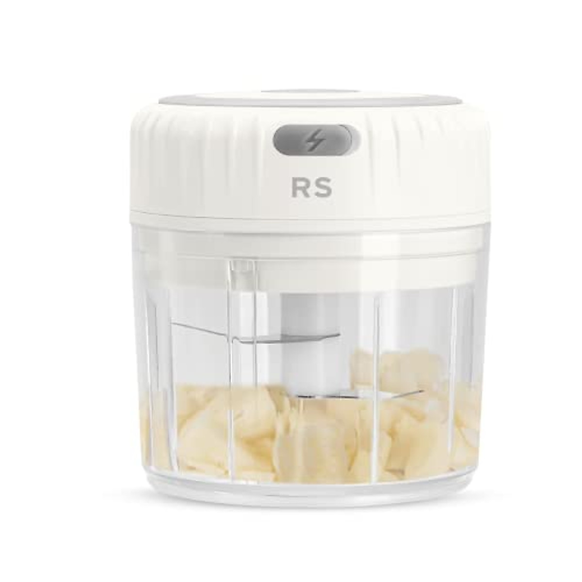 Real Simple Electric Mini Food Processor | Mini Chopper for Quick Food Prep Station, Portable Salad and Minced Onion | Portable USB Charging, 250 ML Food Container | White