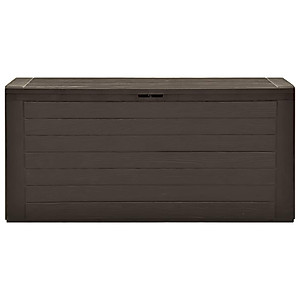 TIFITGO Asomie Patio Storage Box Brown 45.7"x17.3"x21.7" Indoor stockage bin home chest house tank Outdoor Furniture Outdoor Storage Boxes US Stock Fast Shipment Black