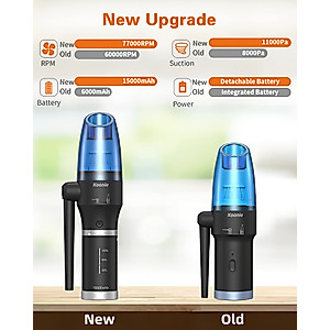 Compressed Air Duster, Koonie 15000mAh Cordless Air Duster & Vacuum 2 in 1 Powerful 77000RPM/11000PA 2 Speeds Electric Air Duster with Detachable Battery, for Computer/Keyboard, Car, Electronics