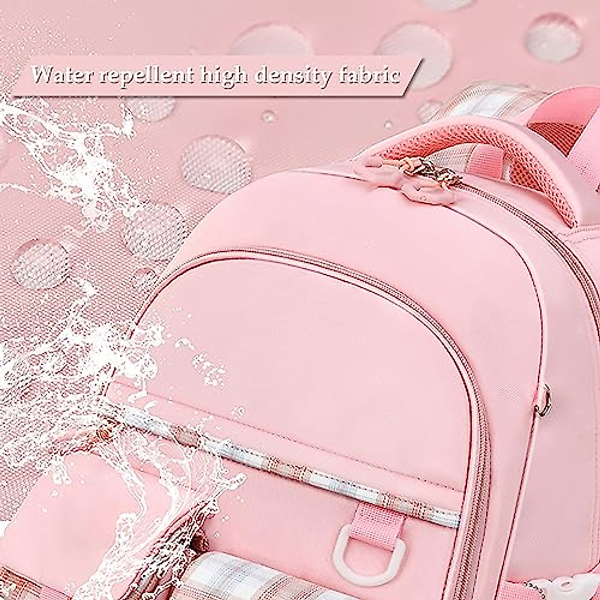 LIK EPOCH Pink Backpack Kawaii Backpack with Cute Pin Accessories Plush Pendant,16 Inch Aesthetic Personalized Breathable Backpack with Reflective Design