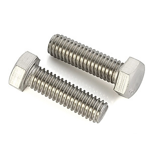 M8-1.25 x 25mm Hex Head Bolts Hexagon Screws, 304 Stainless Steel 18-8, Plain Finish, Fully Threaded, 25 PCS
