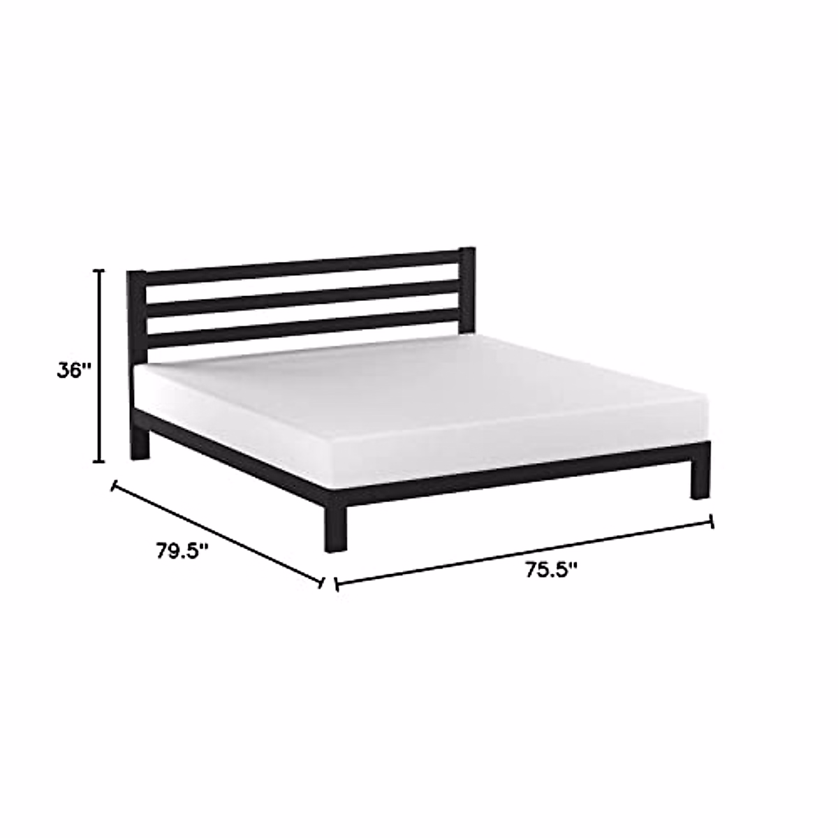 Mellow 10 inch Heavy Duty Metal Platform Bed W/Headboard/Wooden Slat Support/Mattress Foundation (No Box Spring Needed), King, Black