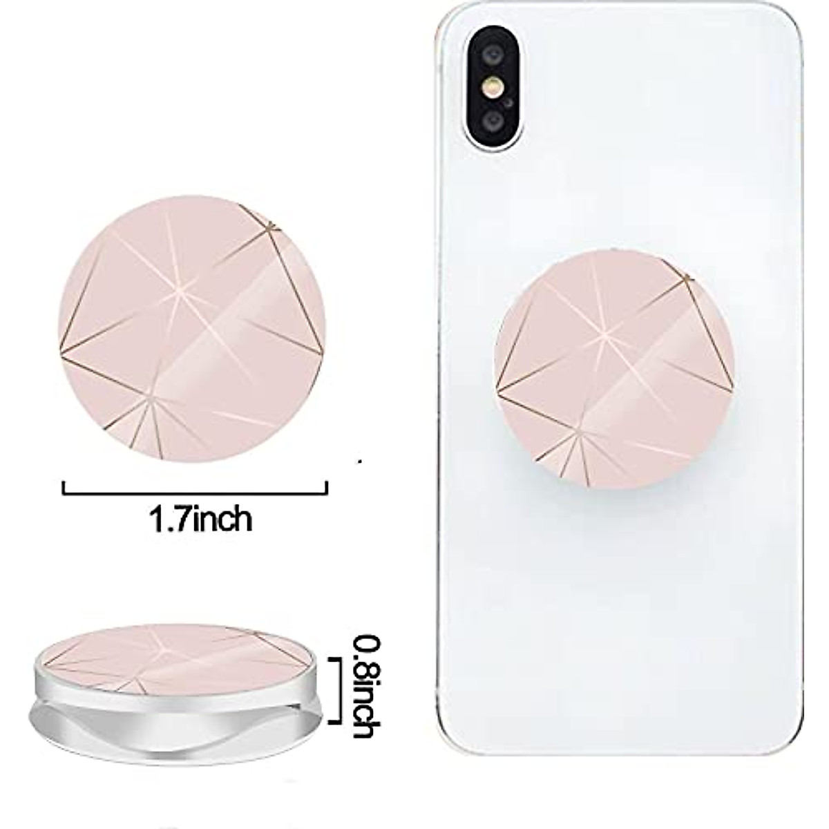 Cell Phone Stand Finger Holder - Pink Heart Rose Gold White Marble (3 Pack)