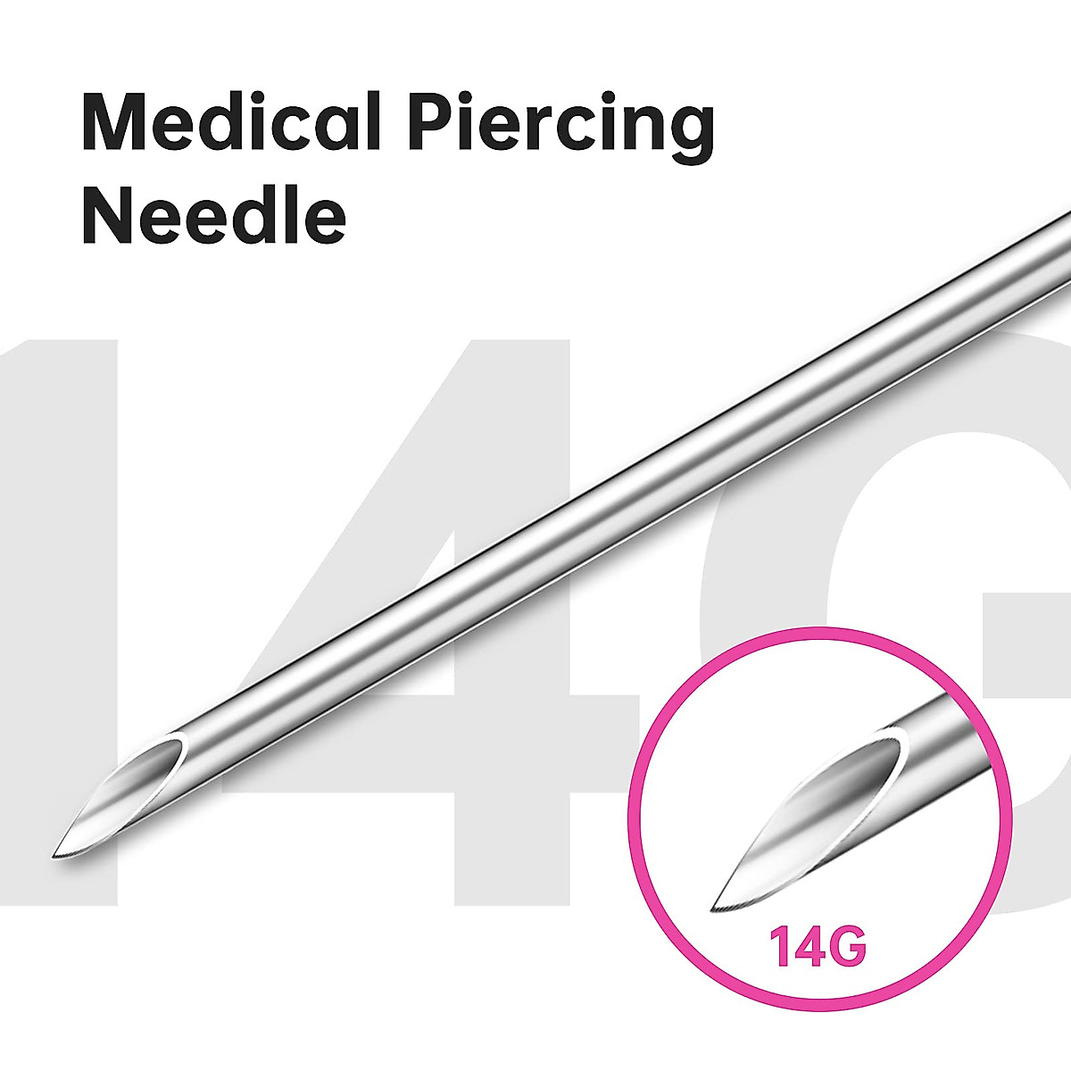 Gospire 30Pcs 14G Piercing Needles for Nose Ear Stainless Steel Needles Tattoo Supplies Disposable Body Piercing Needles Sterilized Surgical Steel (14G-30pcs)