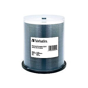 Verbatim CD-R 700MB 52X White Thermal Printable, Hub Printable - 100pk Spindle