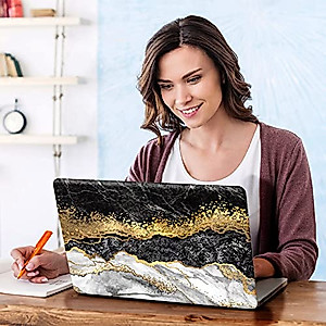 DINKY Laptop Skin Sticker Decal, 12" 13" 13.3" 14" 15" 15.4" 15.14 inch Laptop Universal Reusable Vinyl Skin Stickers Cover Art Decal Notebook PC Personalized Protector-Black Cracked Marble