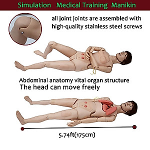PreAsion Training Manikin Model Trauma Model Anatomical Human Model Demonstration Manikin Patient Care for Nursing Female-Male Wound Training Mannequin Patient Care Education Teaching 63’’Life-Size