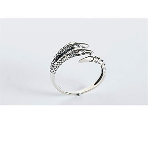 NewZenro Dainty Dragon Claw Asymmetric Wrap Open Rings for Women Gothic Punk Sterling Silver Adjustable Statement Promise Engagement Fashion Finger Knuckle Tail Band Rings for Birthday