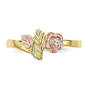 Jewels By Lux 10k Yellow Gold and White Gold Black Hills Gold Diamond Rose Ring