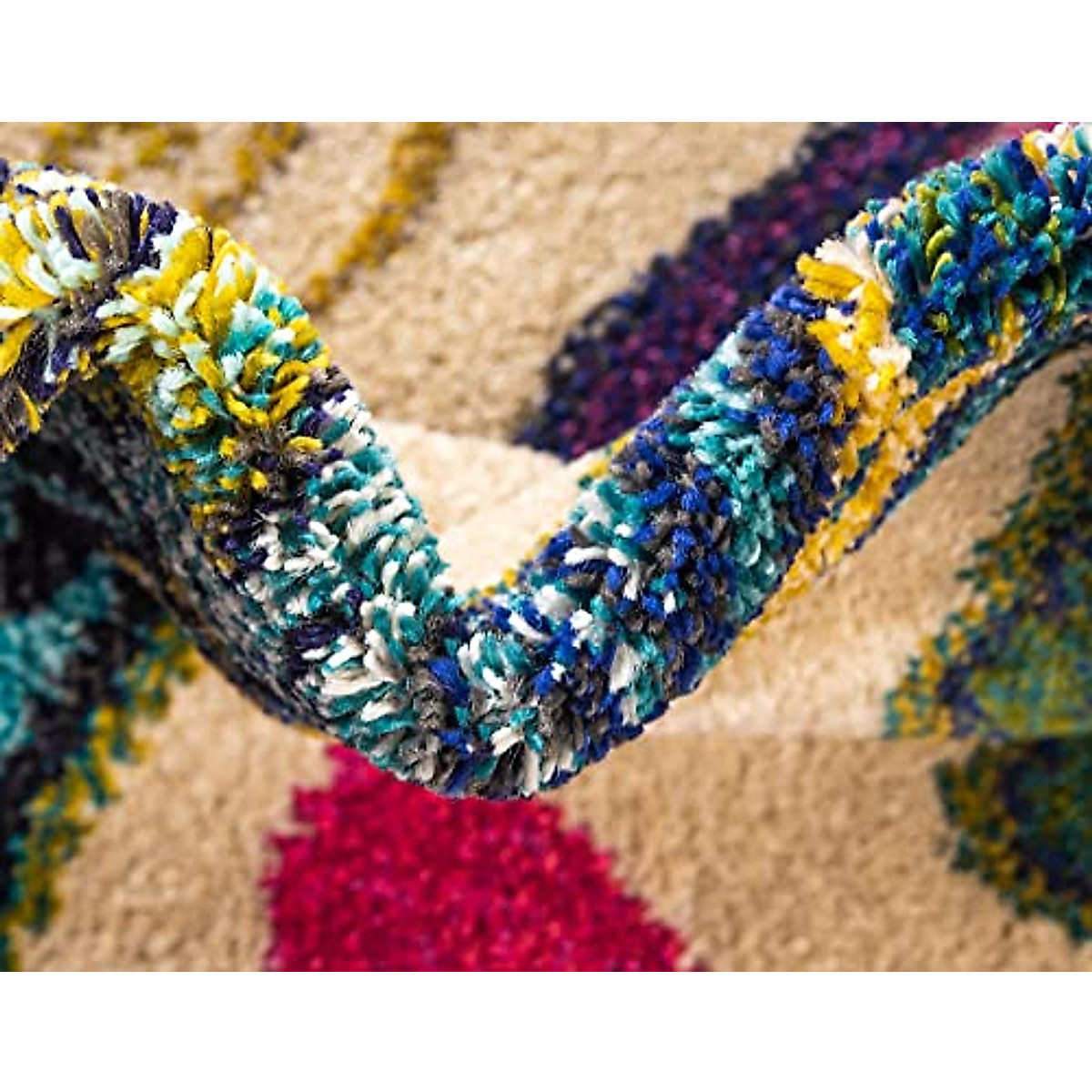 Unique Loom Estrella Collection Colorful, Paisley, Floral, Abstract, Modern Area Rug, 2 ft 7 in x 10 ft, Beige/Pink