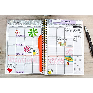 Academic Planner Yearly Monthly Weekly Daily Large Calendar Organizer by Bright Day Spiral Bound Dated Agenda Flexible Cover Notebook, June 2022 - July 2023, 8.25 x 6.25, Black Floral