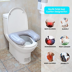 Nevife Raised Donut Pillow,Inflatable Toilet Seat Cushion,Height Adjustable Toilet Seat, PVC Commode Support Cushion for Adults,Seniors,Elderly, Disabled,Tailbone Pain Relief