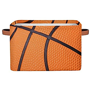Basketball Rectangle Storage Basket with Handles Foldable Fabric Laundry Basket Storage Cubes for Toys Organizer, Closet, Shelf,2 PCS