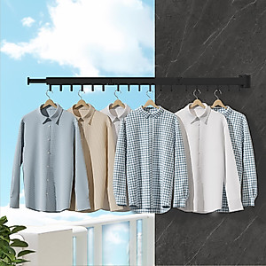 Clothes Drying Rack, Laundry Drying Rack Wall Mount,Space Saver Clothes Rack, Retractable Clothes Drying Rack, Collapsible(Tri-Fold), for Laundry,Balcony, Mudroom, Bedroom. Black Color Rack Clothing.