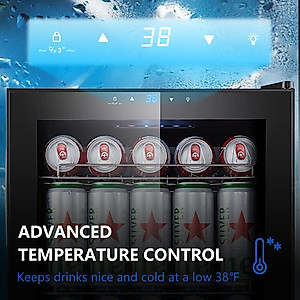 STAIGIS Mini Beverage Refrigerator Freestanding, 2.5 Cu.ft Mini Fridge w/ 101 Can Capacity, Small Drink Fridge for Home & Office, Glass Door