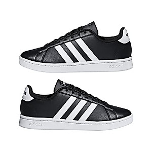 adidas men's Grand Court Tennis Shoe, Black/White, 8.5 US
