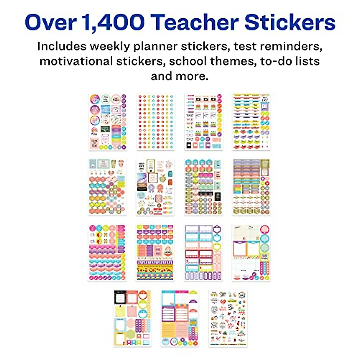 Avery Teacher Planner Stickers Pack, 30 Sheets of Teacher Planner Stickers, Set of 1,430 Stickers for Your Planner, Journal or Calendar (6781)