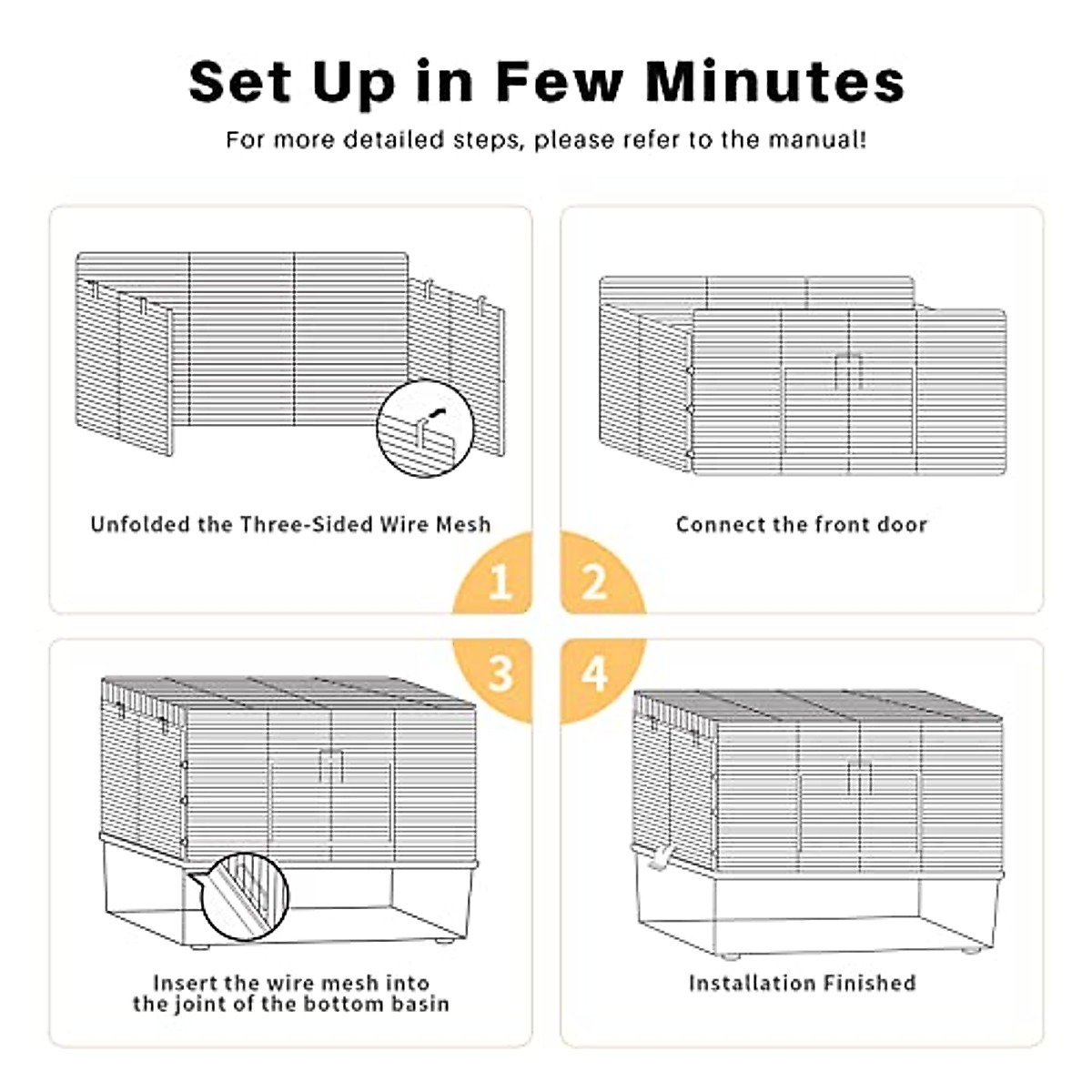 BUCATSTATE Hamster Cage 3-Level with Accessories, Includes Free Exercise Wheel, Water Bottle, Food Bowl & Hamster Hideout, Large Hamster Cage for Dwarf Hamster, Mice, Degus (24.4" L*13.7 "W*16.9" H)