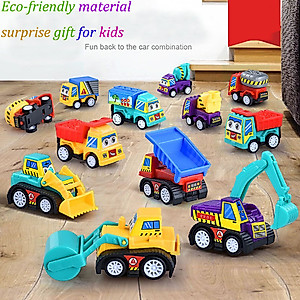 M-jump Pull Back Vehicles , 12 Pack Assorted Construction Vehicles Toy , Vehicles Truck Mini Car Toy For Kids Toddlers Boys,Pull Back and Go Car Toy Play Set