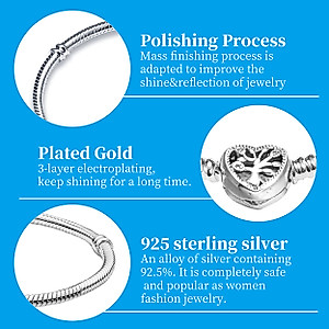 idudu Snake Charm Bracelet,Family Tree buckle S925 sterling silver Jewelry Snake Chain Bracelet Fit Any Charm for Women