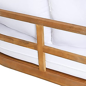 Christopher Knight Home Ellendale Loveseat and Coffee Table Set, White + Teak