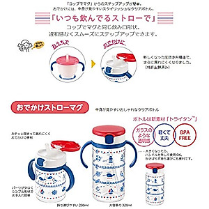 Richell Aqulea outing straw mug 320 pink