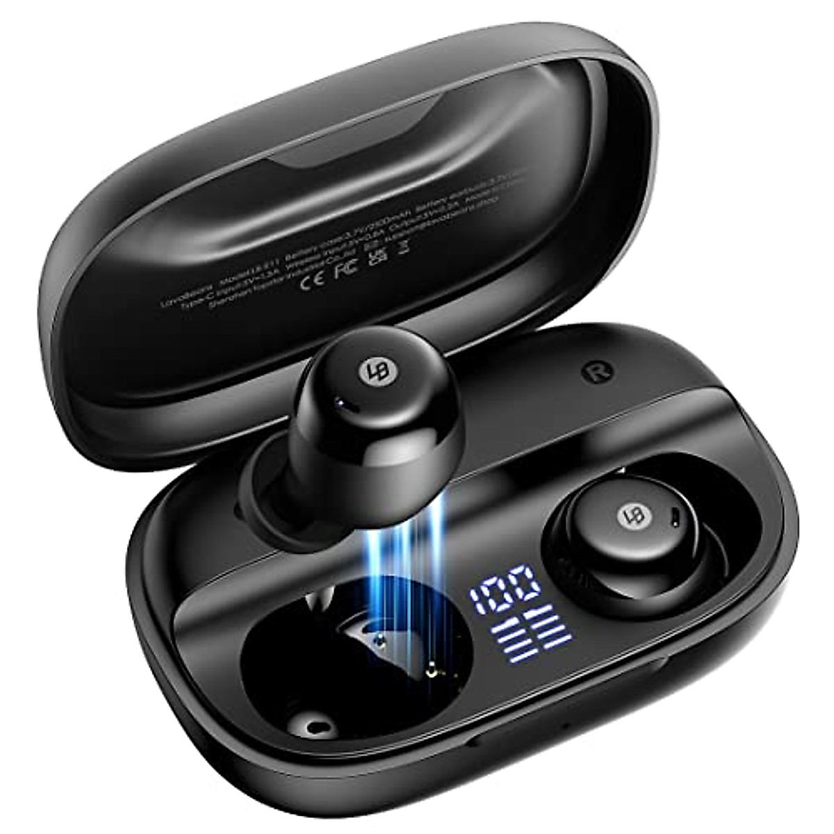 Wireless Earbuds, LavaBeans Bluetooth In-ear Headphones, 126H Playback 4-Mic Noise Reduction HD Call Power Display, IPX8 Waterproof Touch Control Bass＋ Stereo Earphone for Sports, for iPhone & Android
