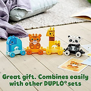 LEGO DUPLO My First Animal Train 10955, Toys for Toddlers and Kids 1.5-3 Years Old with Elephant, Tiger, Panda and Giraffe Figures, Learning Toy