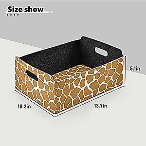 CaTaKu Foldable Storage Basket Animal Print Giraffe Collapsible Felt Storage Bins with Handle Drawer Organizer Bin Cube Shelf Box for Organizing Closet Clothes Office Books Bedroom