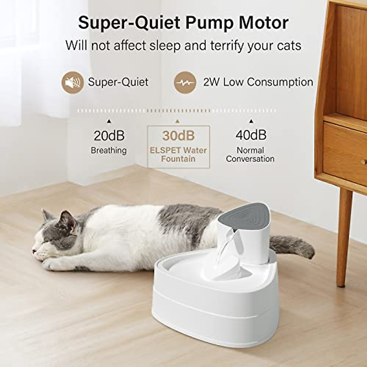 Automatic Cat Water Fountain: Hillpig 101oz/3L Pet Water Fountain with Ultra Quiet Pump & Multiple Water Flow Settings & 3-in-1 Filtration for Cats & Dogs & Multiple Pets