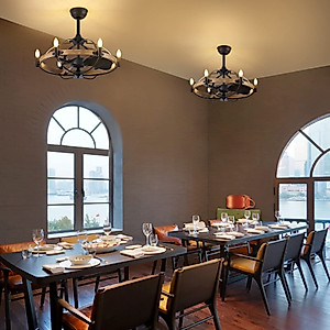 MOOONICHE 27'' Farmhouse Ceiling Fan with Light Remote Control, Vintage Cage Ceiling Fan with Lights, Rustic Chandelier Fan for Kitchen Dining Room Living Room