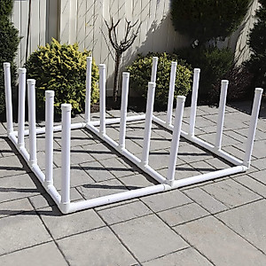 Essentially Yours Float and Raft Rack 12 Bar - Poolside Storage Organizer for Floats, Paddles, Noodles, Surfboards, Towels, (61" W x 44" L x 26.5" H), Brown Style 664413 (White)