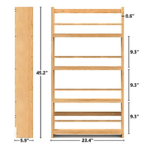 Purbambo Kids Bookshelf Wall Mounted, 4 Tier Bamboo Book Shelf, Kids Books Storage Rack for Bedroom, Living Room, and Classroom