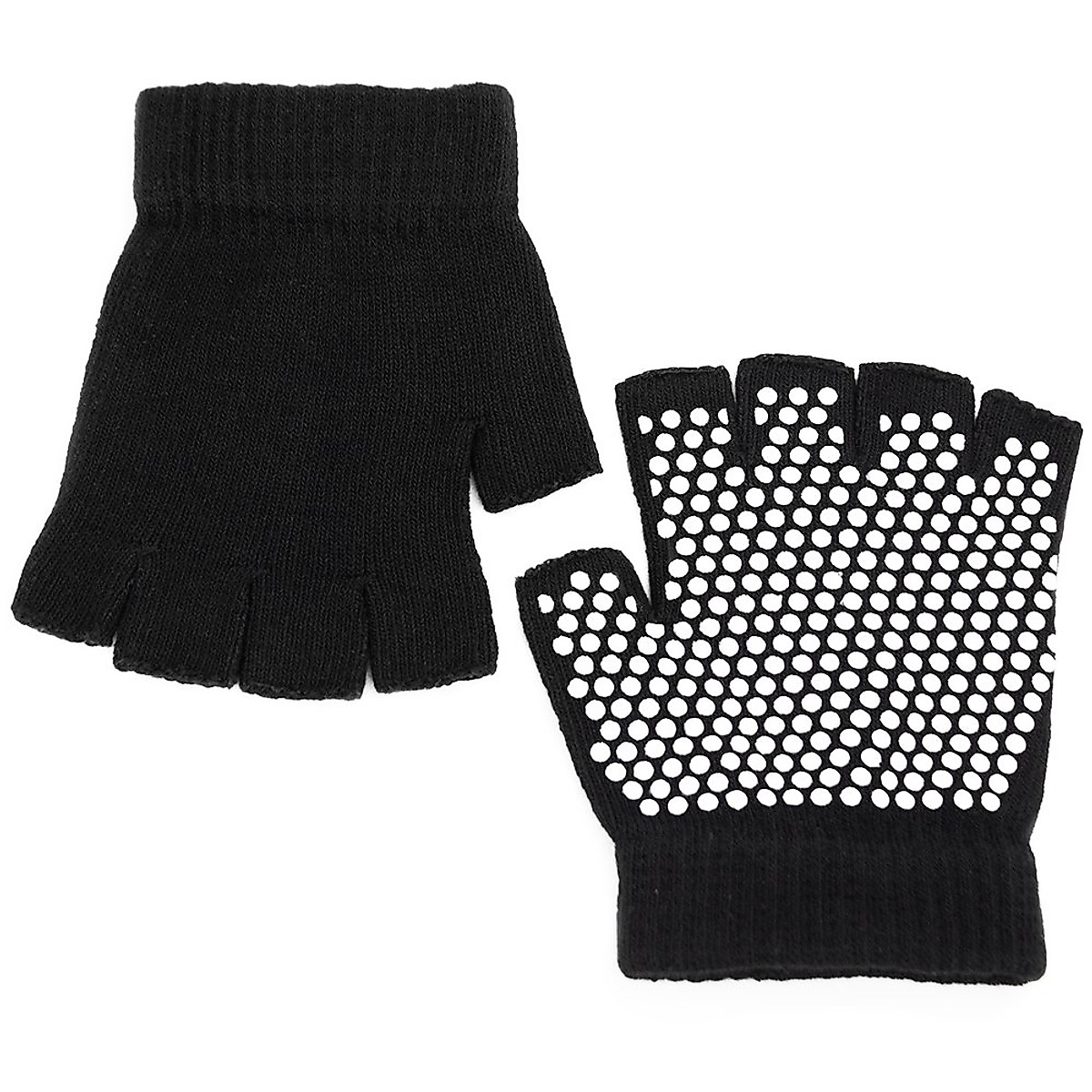 Crown Sporting Goods Fingerless Yoga Gloves with Slip-Free Texturizing Beads, Black