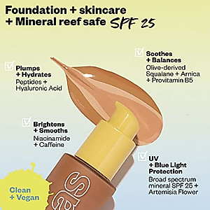 Kosas Revealer Skin-Improving Foundation with SPF 25 Protection - Hydrate, Brighten, Soothe, Plump, Protect Skin - Smoothing Texture, Natural Finish and Clean Formula - Light+ Neutral Olive 160