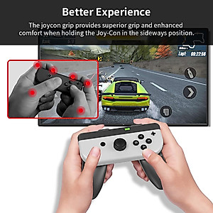 JDDWIN Joycon Grips Compatible with Switch & Switch OLED Controllers,Wear-Resistant Joy-con Handle for Switch/Switch OLED. (Black)
