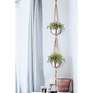 TIMEYARD Macrame Plant Hangers Set of 3 - Handmade Indoor Outdoor Hanging Planter Plant Holder - Modern Boho Home Decor