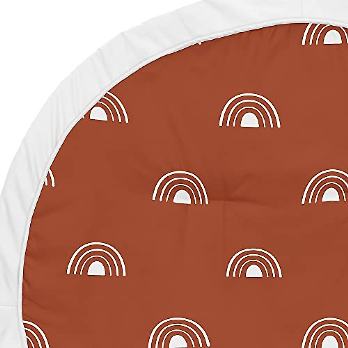 Sweet Jojo Designs Rust and White Boho Rainbow Boy or Girl Baby Playmat Tummy Time Infant Play Mat - Orange Bohemian Celestial Sky Gender Neutral Outdoors Nature