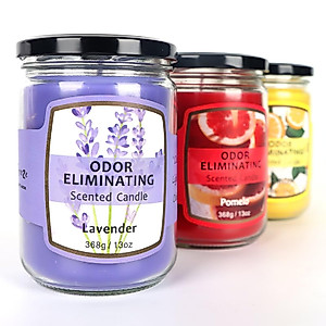 SOFT BREEZE 13oz Odor Eliminating Candle,10% High Fragranced,Odor Killer Candle, Odor Eliminating Candle,Cat Odor Eliminator,Odor Eliminator for Home,Up to 50 Hour Burn time,Soy Blend,Lavender