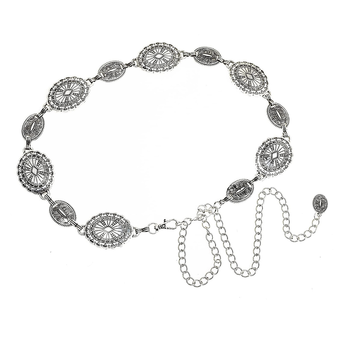 ILuvatar Waist chain women's metal chain dress with butterfly sweater chain Silver retro waist chain punk belt