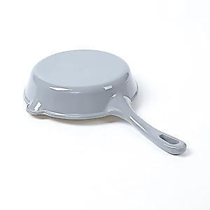 HAWOK Enameled 8 inch Cast Iron Skillet Round Fry Pan Gray
