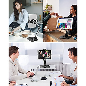 AboveTEK Tablet Stand, Multi-Angle Adjustable iPad Stand Holder, 360° Swivel iPad Stand Aluminum Desk Mount Fits 4”-11"(Diagonal) iPad/Mini/Air/Pro for Business Kiosk Office – Black