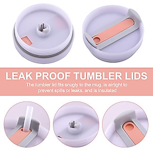 2 Pack Tumbler Lids for Stanley Cup, 40oz Tumbler Cover Spill Proof, Replacement Lid for Stanley Cup Accessory, with 2 Replacement Straws and 2 Straw Cleaning Brushes