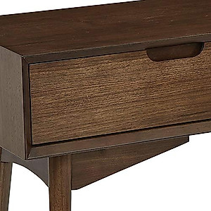 OSP Home Furnishings Copenhagen Mid-Century Modern 2 Drawer Console Table Walnut Finish