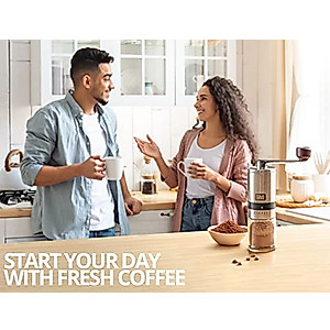 GAVO Manual Coffee Grinder with Stainless Steel Burr - Coffee Grinder Manual with Adjustable Settings for Aeropress, Drip Coffee, Espresso, French Press, Turkish Coffee & More!