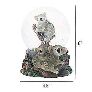 Climbing Koala Family 100MM Musical Water Globe Plays Tune Born Free
