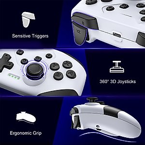 Switch Controller, Wireless Switch Controller for Switch/Switch Lite/Switch OLED, Extra Switch Controller with Paddles, Programmable Switch Remote Control with Back Buttons,Wake-up,Turbo-White